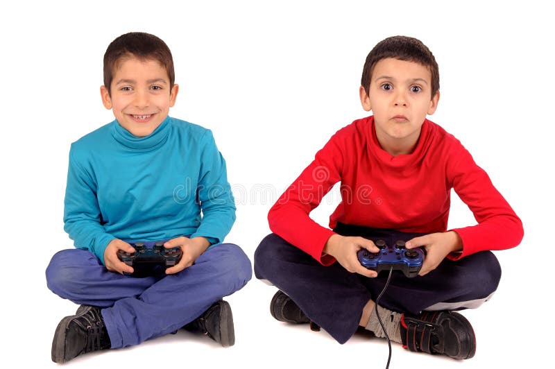 Brothers Playing Video Games Boredom Stock Photo - Image of arcade ...