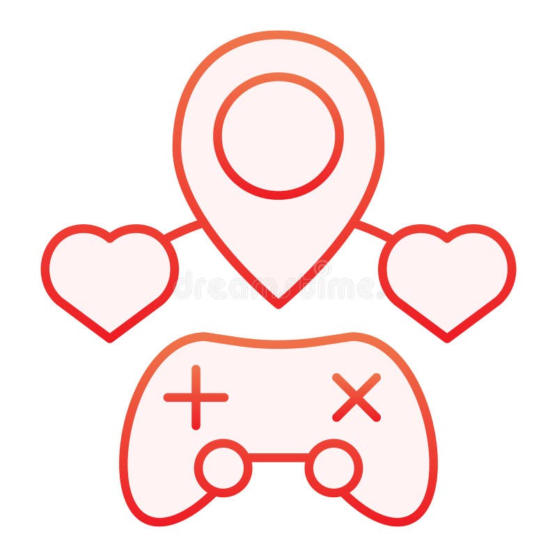 Video Games Location Flat Icon. Game Map Red Icons in Trendy Flat Style ...