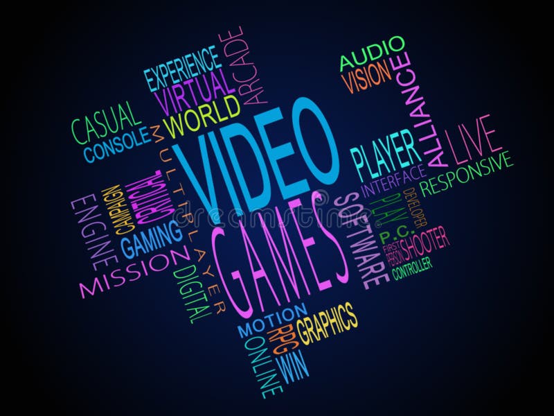Video games terms together stock illustration. Illustration of live ...