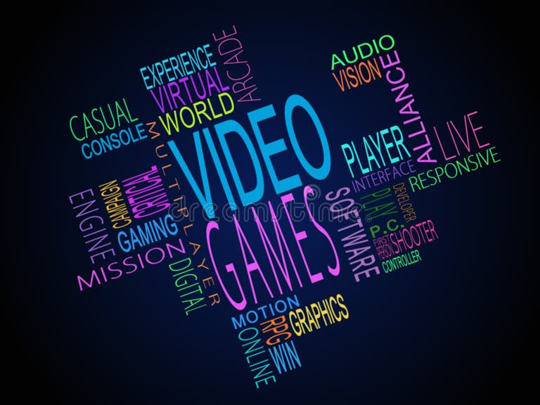 Video games terms together stock illustration. Illustration of live ...