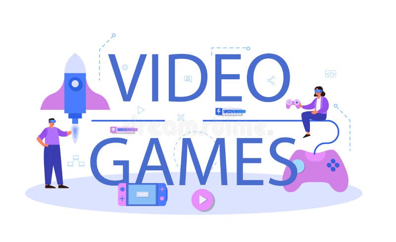 Video Games Typographic Header. Creative Process of a Computer Stock ...