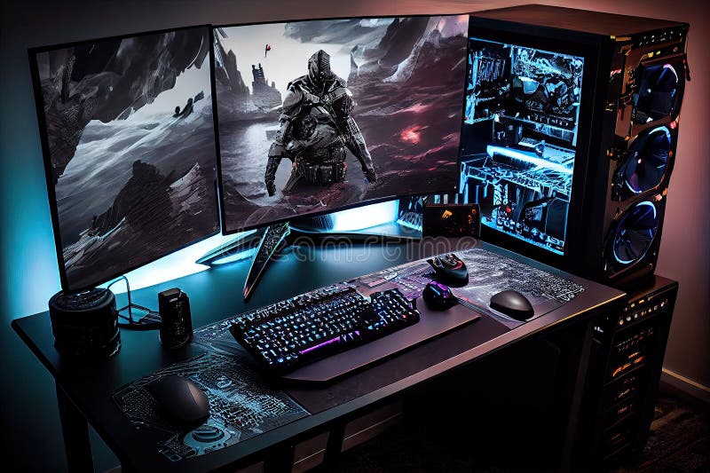 Video Gaming Desk with Computer and High-end Hardware, Including ...