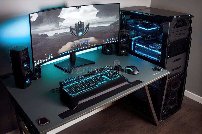 Video Gaming Desk with Computer and High-end Hardware, Including ...