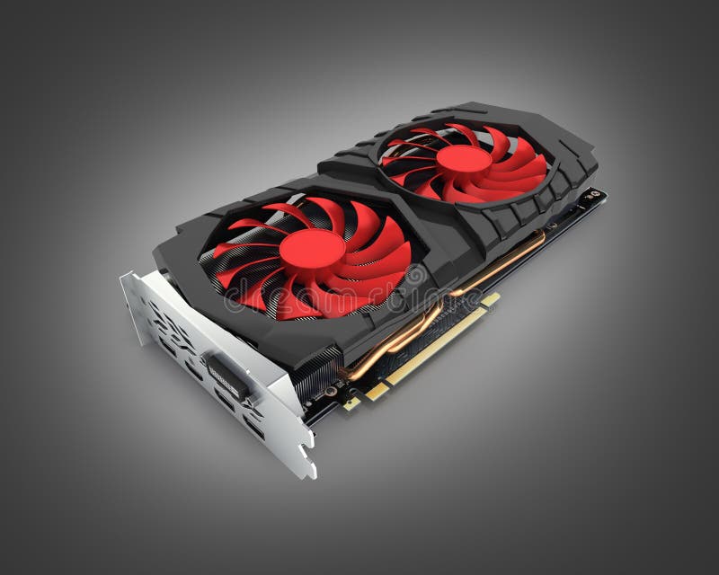 Video Graphic Card GPU Isolated on Black Gradient Background 3d Render ...