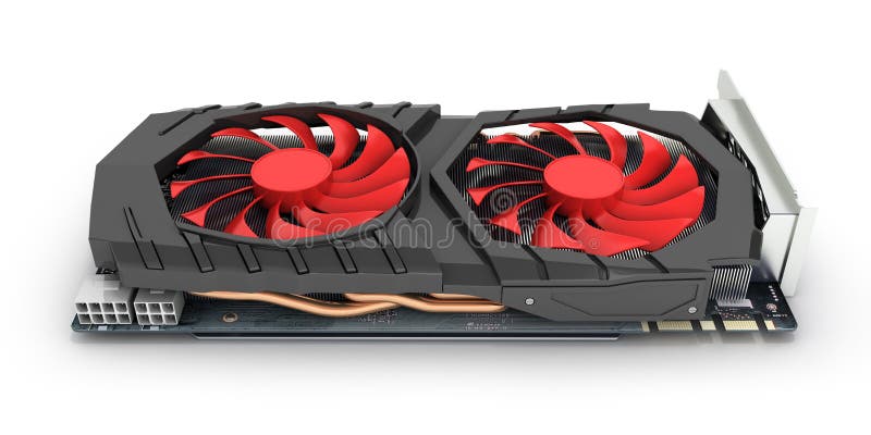 Video Graphic Card GPU Top View Isolated on Black Gradient Background ...