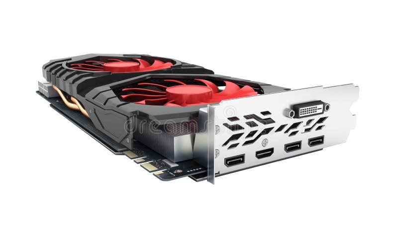 Video Graphic Card GPU Top View Isolated on Blue Gradient Background 3d ...