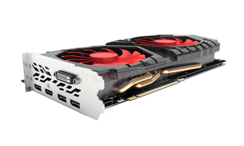 Video Graphic Card GPU Top View Isolated on Black Gradient Background ...