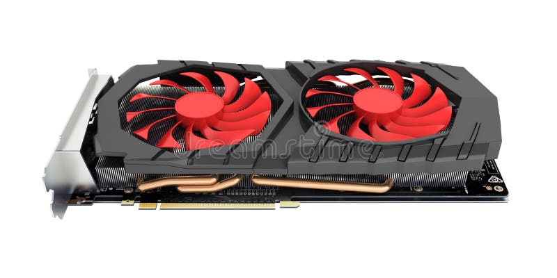 Video Graphic Card GPU Top View Isolated on Black Gradient Background ...