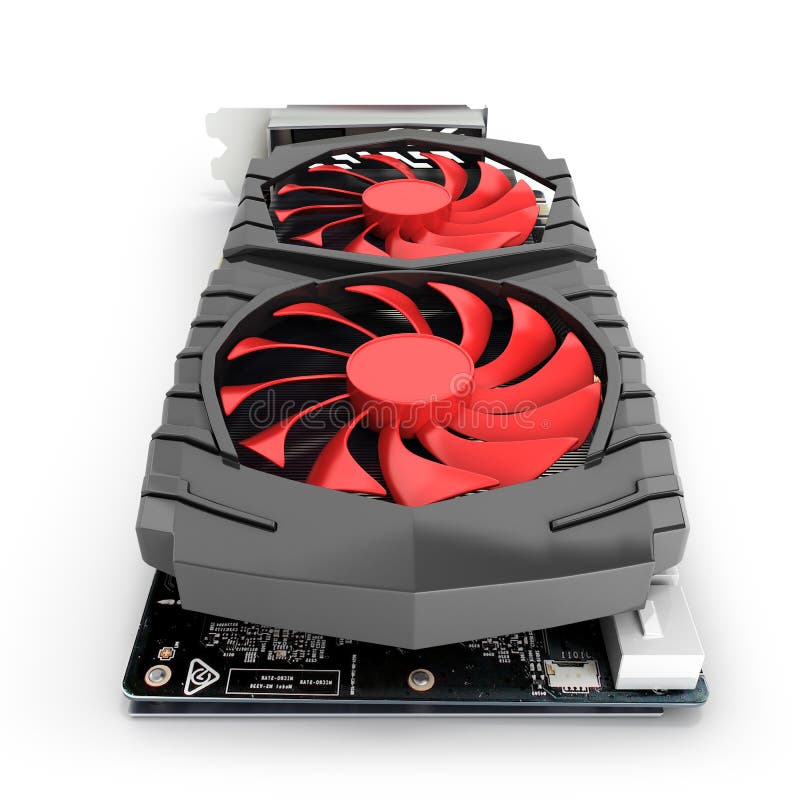 Video Graphic Card GPU Top View Isolated on Black Gradient Background ...