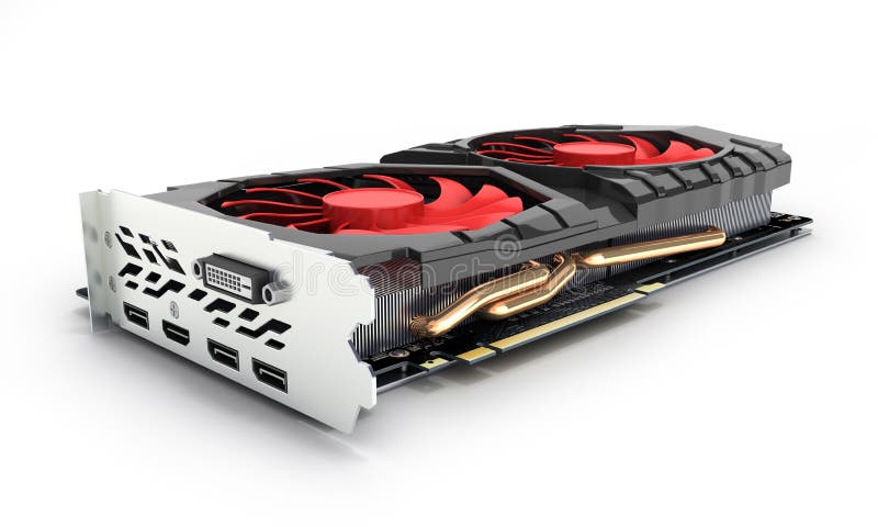 Video Graphic Card GPU Top View Isolated on Black Gradient Background ...