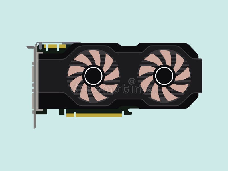 Video Graphic Card Isolated Flat with Green Background Stock Vector ...