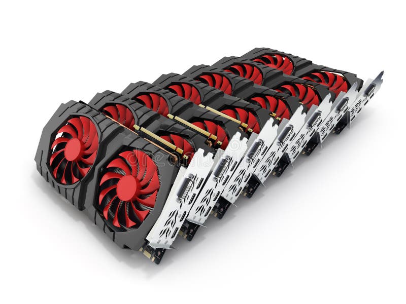 Video Graphic Cards GPU Isolated on White Background 3d Render Stock ...