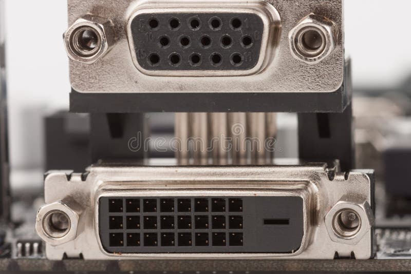 Video Graphics Adapter, VGA Port and DVI-D Port on Motherboard. Stock ...
