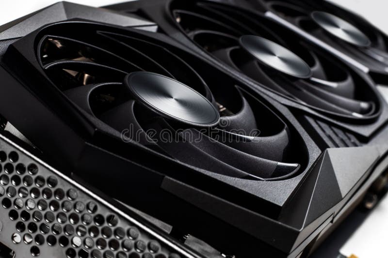 Video Graphics Card with Powerful GPU on White Background. Professional ...