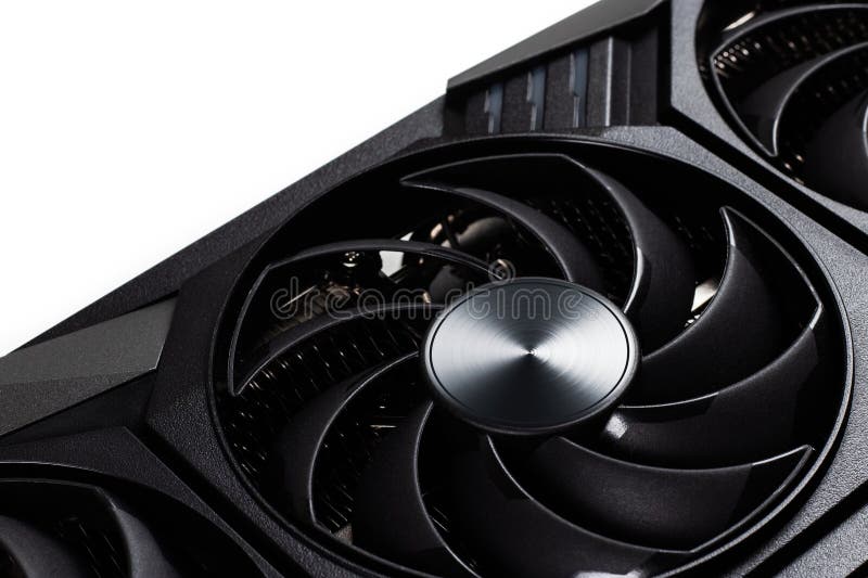 Video Graphics Card with Powerful GPU on White Background. Professional ...