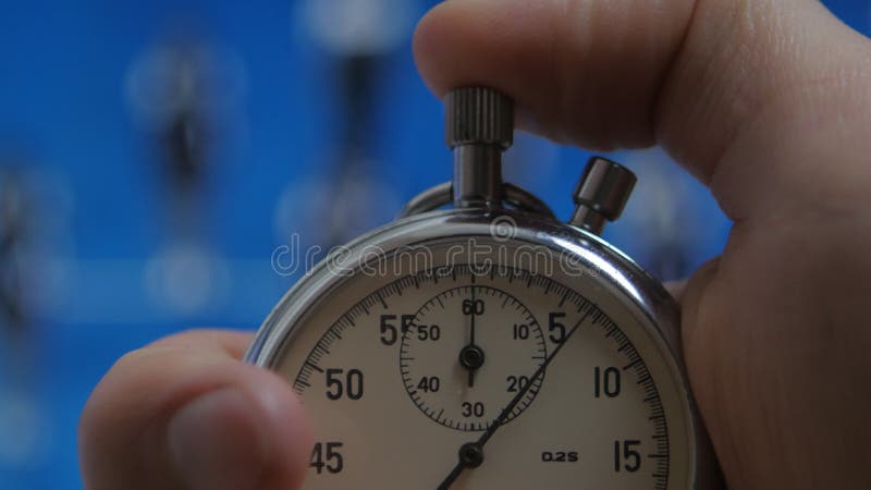 Hand Push the Start Button on Stop-watch at Sporting Events Stock Video ...