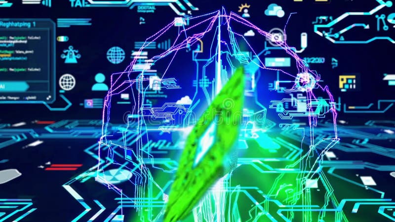 High-Tech AI Chip Interface with Digital Hologram and Cutting-Edge ...