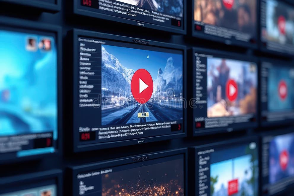 Video Hosting Site Screen Captures in Web Page Design Stock Illustration - Illustration of ...