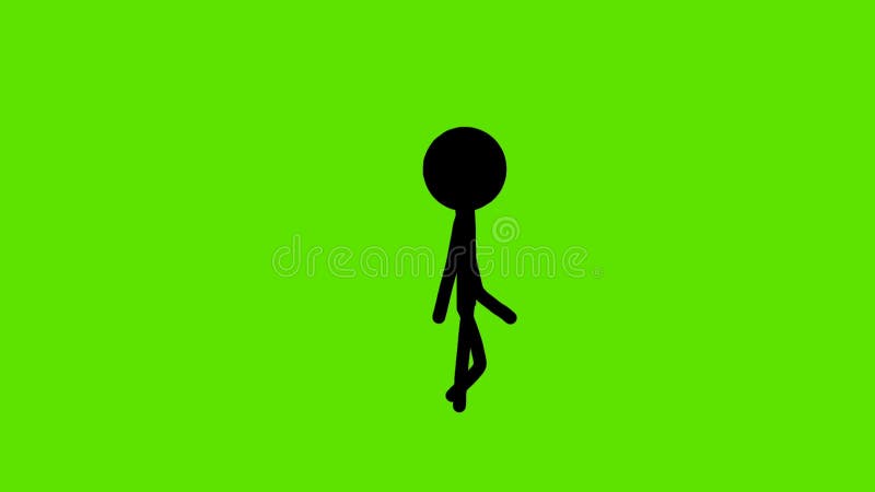 Video Illustration of a Stick Man Walking on a Green Background Stock ...