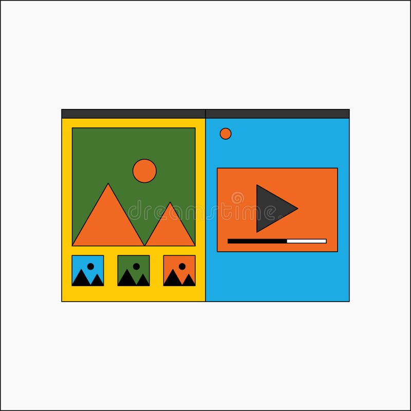 Video and Image Viewer in Flat Vector Illustration Symbolizing Content ...