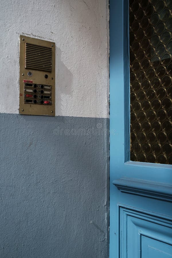 Video Intercom on the Wall, at the Front Door of the Building. Security ...