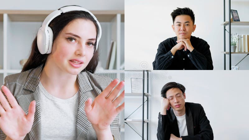 Video Interview Group Web Chat Team Working Online Stock Image - Image ...