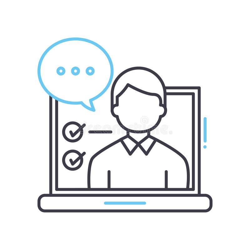 Video Interview Line Icon, Outline Symbol, Vector Illustration, Concept ...