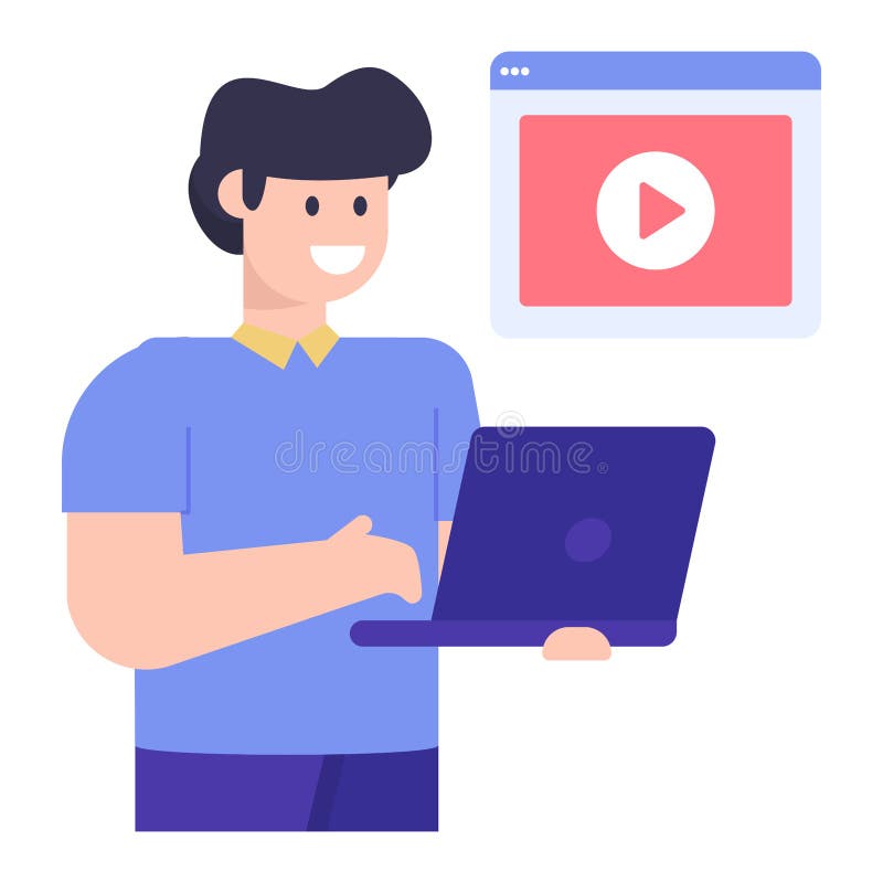 Video Learning stock vector. Illustration of character - 229309061