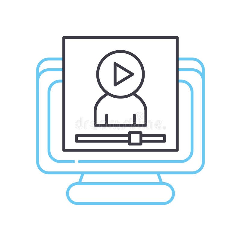 Video Lecture Line Icon, Outline Symbol, Vector Illustration, Concept ...