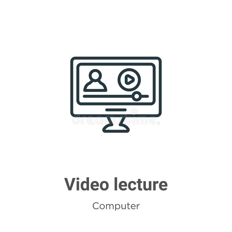 Video Lecture Outline Vector Icon. Thin Line Black Video Lecture Icon ...