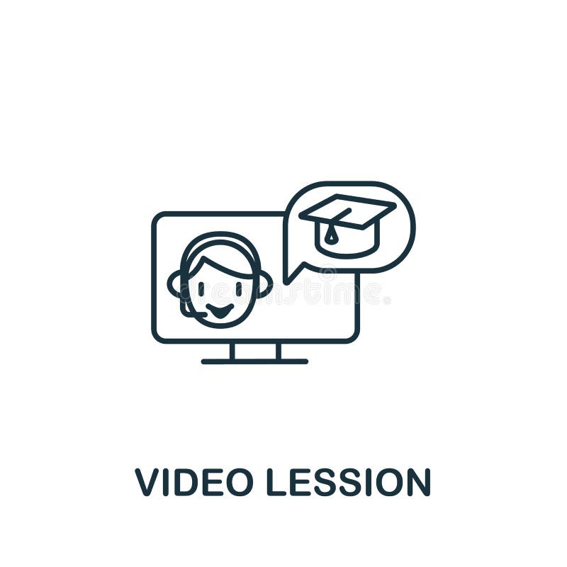 Video Lesson Icon from E-learning Collection. Simple Line Element Video ...