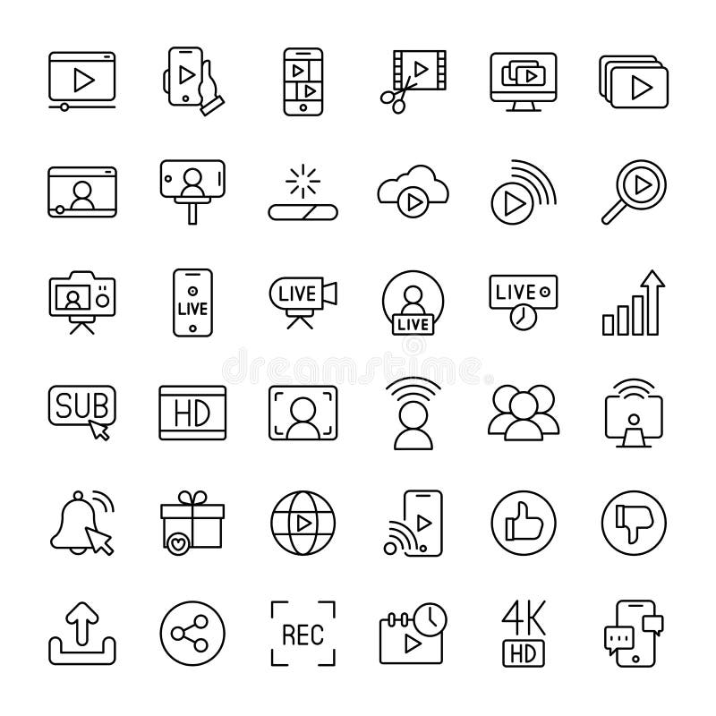 Outline Streaming Vector Icon. Isolated Black Simple Line Element ...