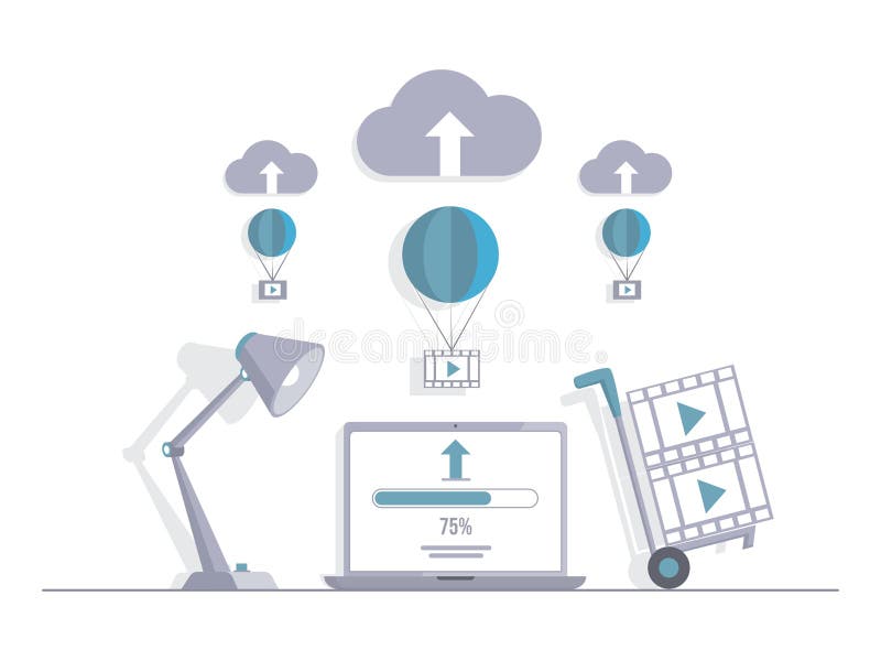 Video Loading on Laptop Vector Flat Illustration. Computer Screen with ...