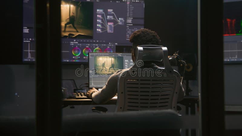 Video Maker Does Color Grading on Computer Stock Image - Image of ...