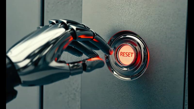 Silver Metallic Robot Hand Pushing Button Stock Video - Video of ...