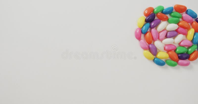 Video of Multi Coloured Sweets Forming Circle with Copy Space Over ...