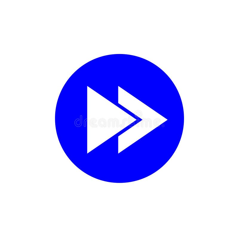 Video Music Interface Forward Icon. Forward Symbol on Blue Color Stock ...
