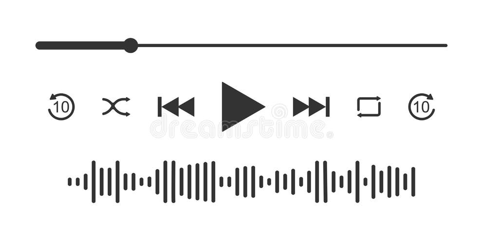 Video or Music Player Interface with Loading Progress Bar, Equalizer ...