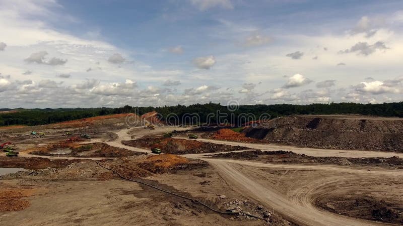 Open Pit Coal Mining, Aerial View Borneo Indonesia Stock Video - Video ...