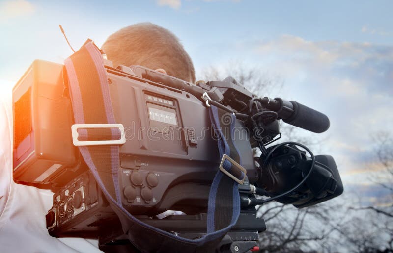 Video Operator with Camcorders Stock Image - Image of camcorder, camera ...