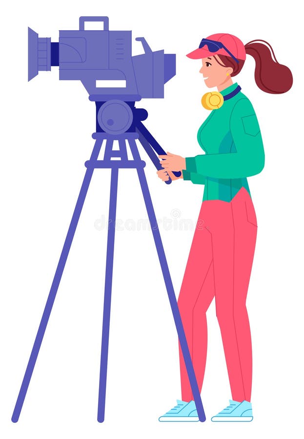 Video Operator. Female Tv Shooting Crew Worker Stock Illustration ...