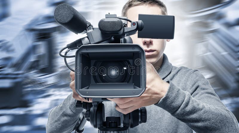 Video camera operator stock image. Image of media, news - 45797517