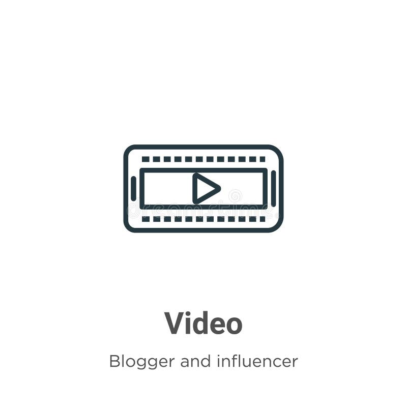 Video Outline Vector Icon. Thin Line Black Video Icon, Flat Vector ...