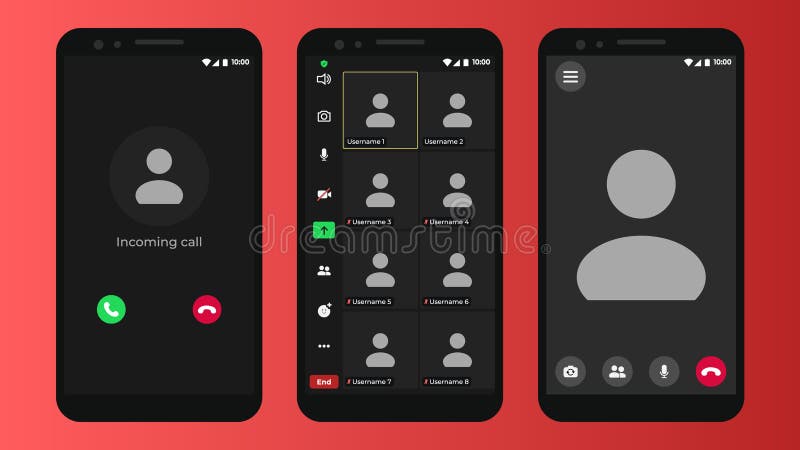 Video Phone Chat User Interface, Video Calls Via Handy UI Stock Vector ...
