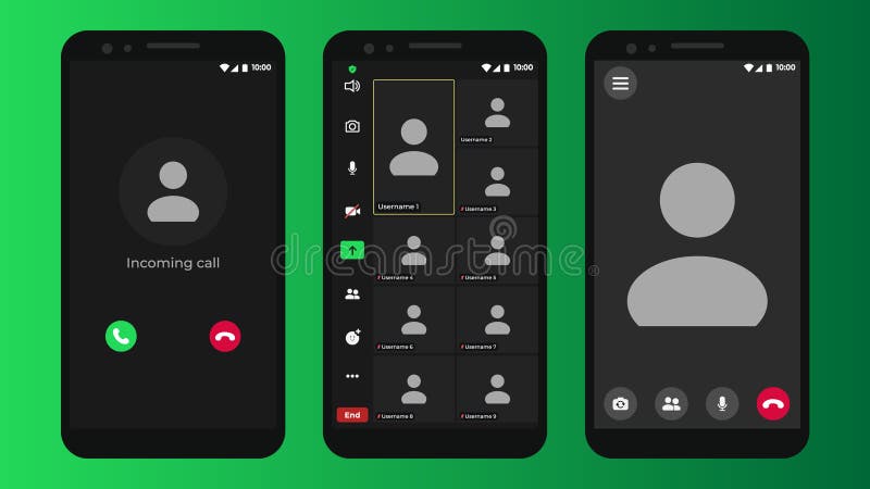 Video Phone Chat User Interface, Video Calls Via Handy UI Stock Vector ...