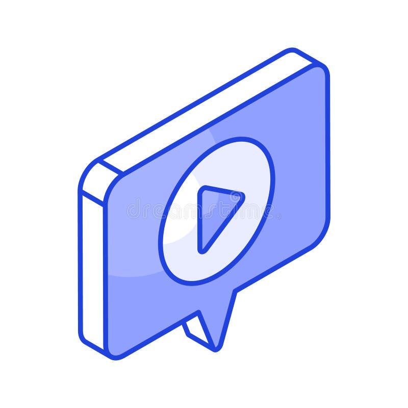 Video Play Button with Chat Bubble Showing Concept Isometric Icon of ...