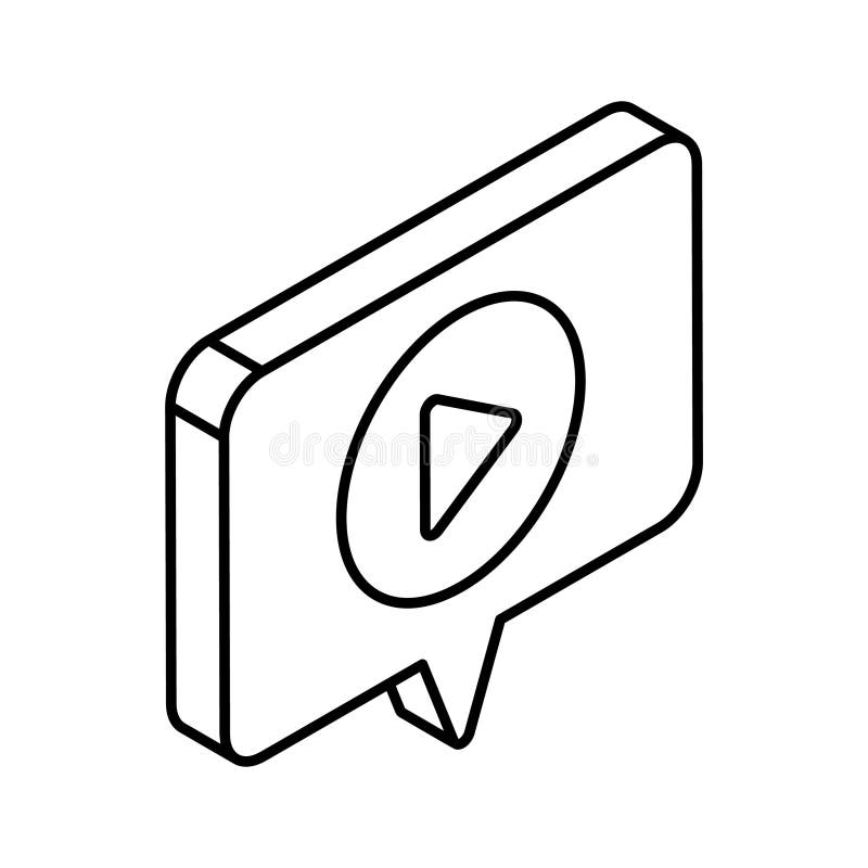 Video Play Button with Chat Bubble Showing Concept Isometric Icon of ...