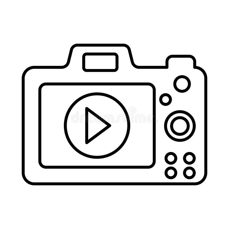 Video Play on Camera Icon in Outline Style Stock Vector - Illustration ...