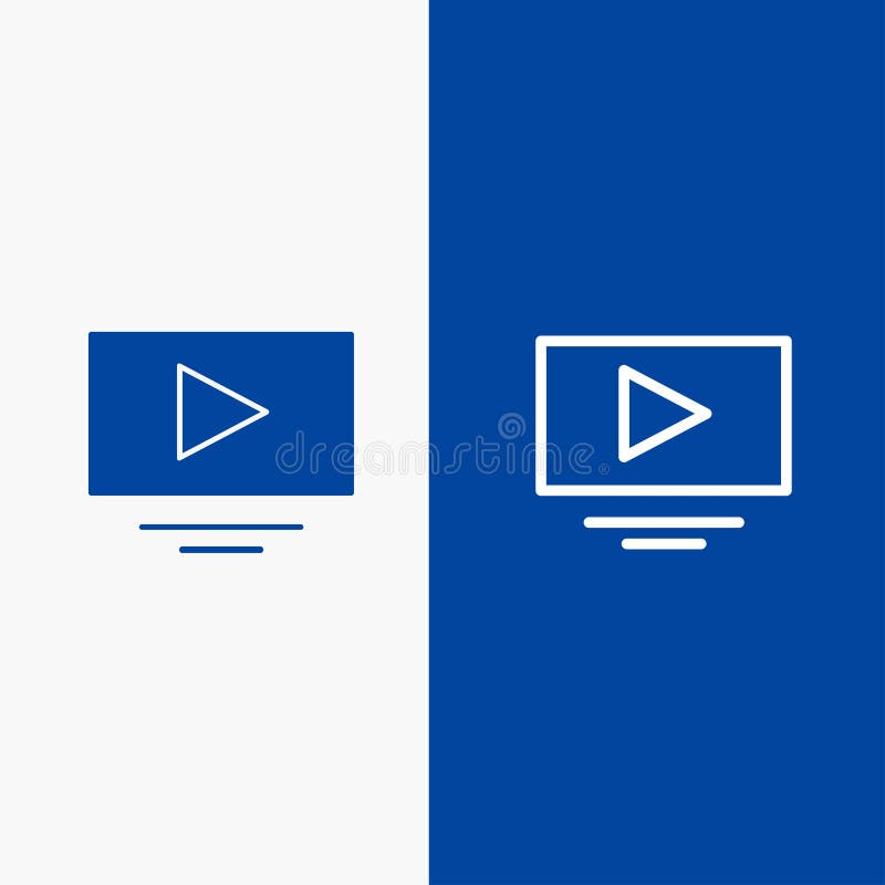 Video, Play, YouTube Line and Glyph Solid Icon Blue Banner Line and ...
