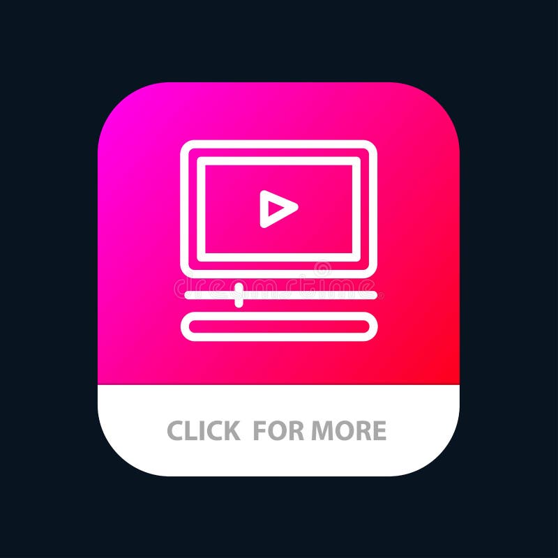 Video, Player, Audio, Mp3, Mp4 Mobile App Button. Android and IOS Line ...
